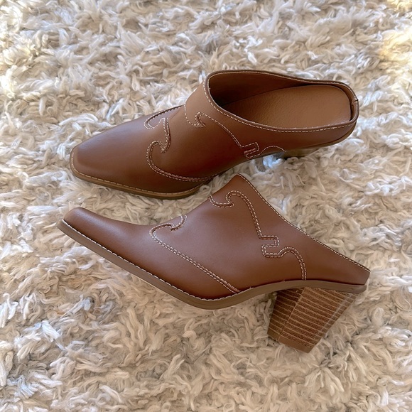 Shoes | Western Boho Booties Clog Brown Leather Mules | Poshmark